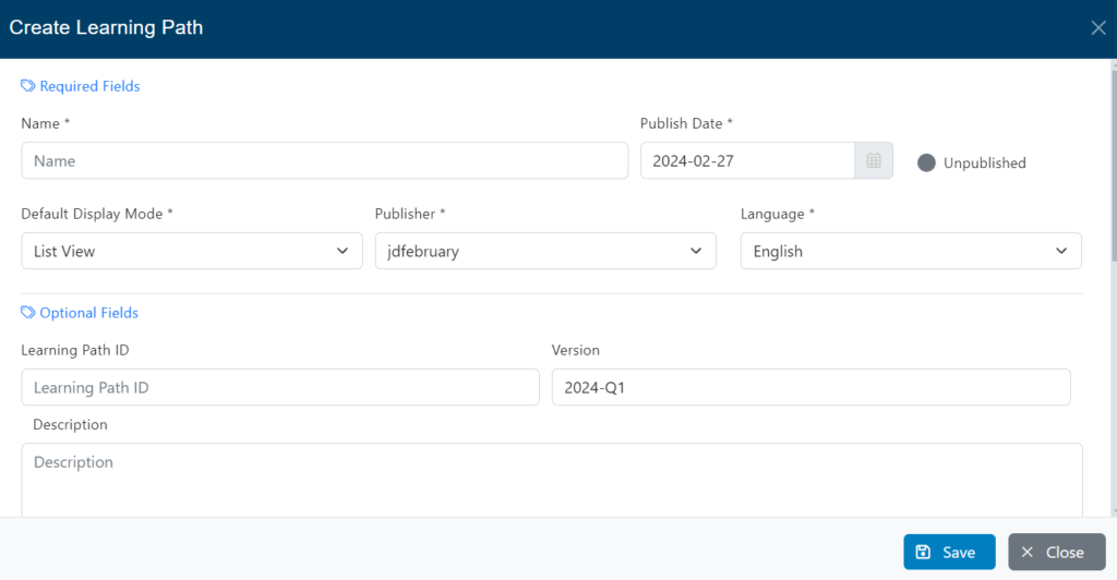 Creating a New Learning Path - TIDWIT